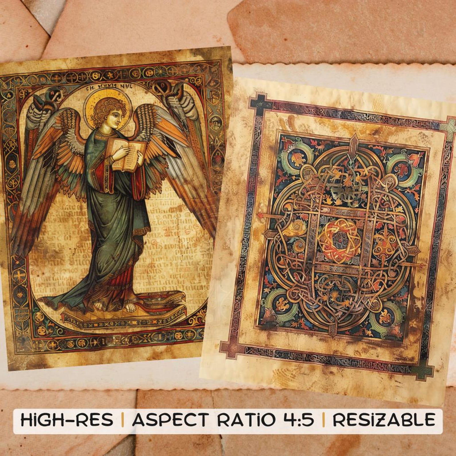 Book of Kells Illuminated Manuscript Medieval Junk Journal Pages (60 ...