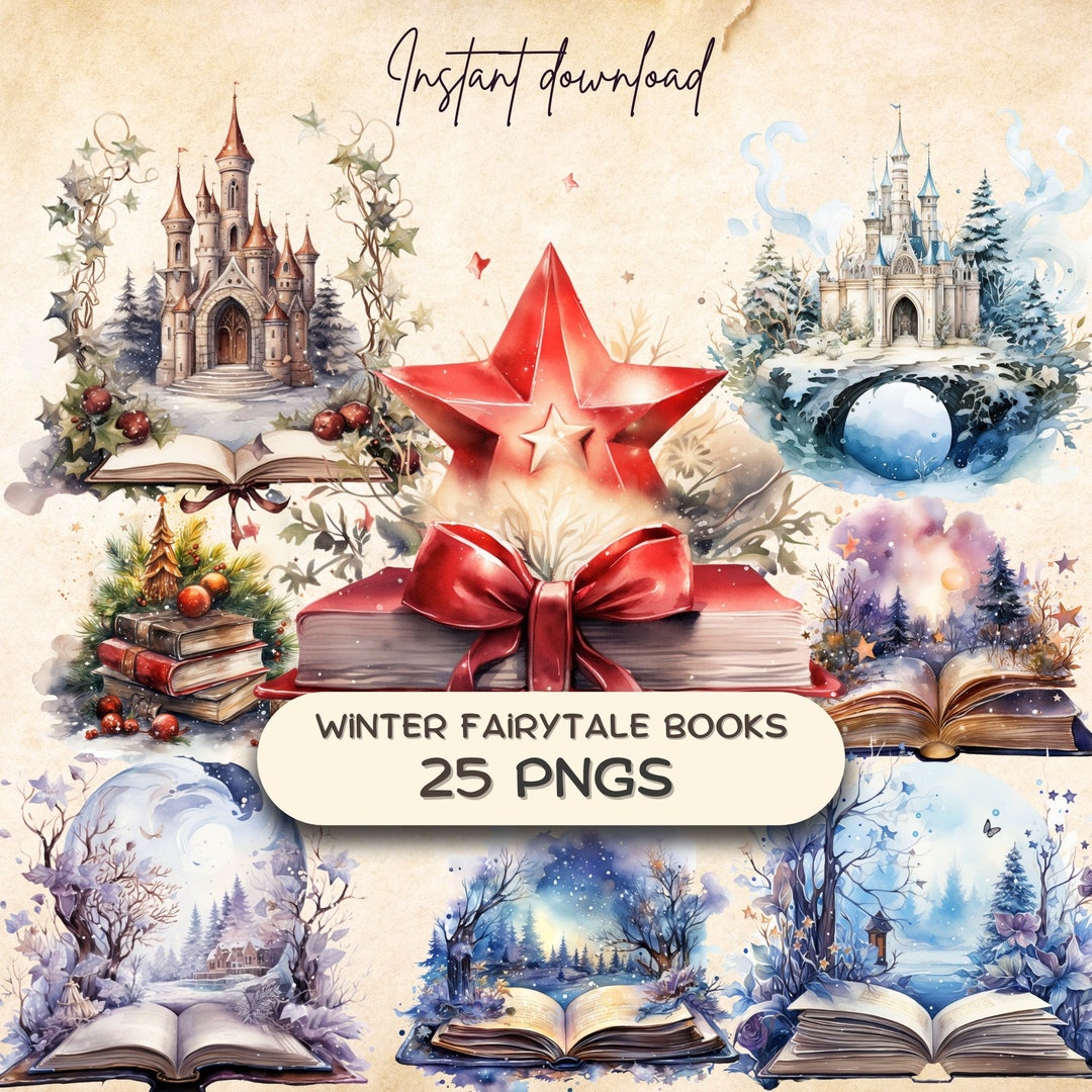 Holiday Storybook Clipart Bundle (25 PNG), Magic School Supplies ...