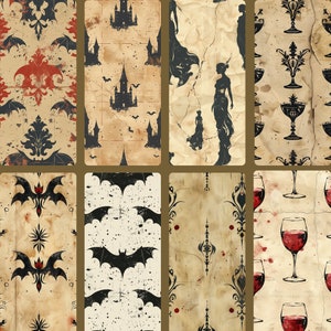 Vampiric Digital Paper/seamless Patterns (21 PNG), Gothic Victorian ...