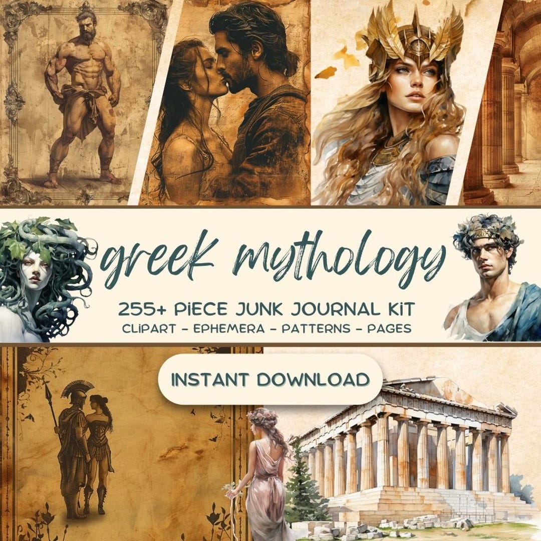 Greek Mythology Junk Journal Kit (255+ PNG), Gods & Goddesses ...