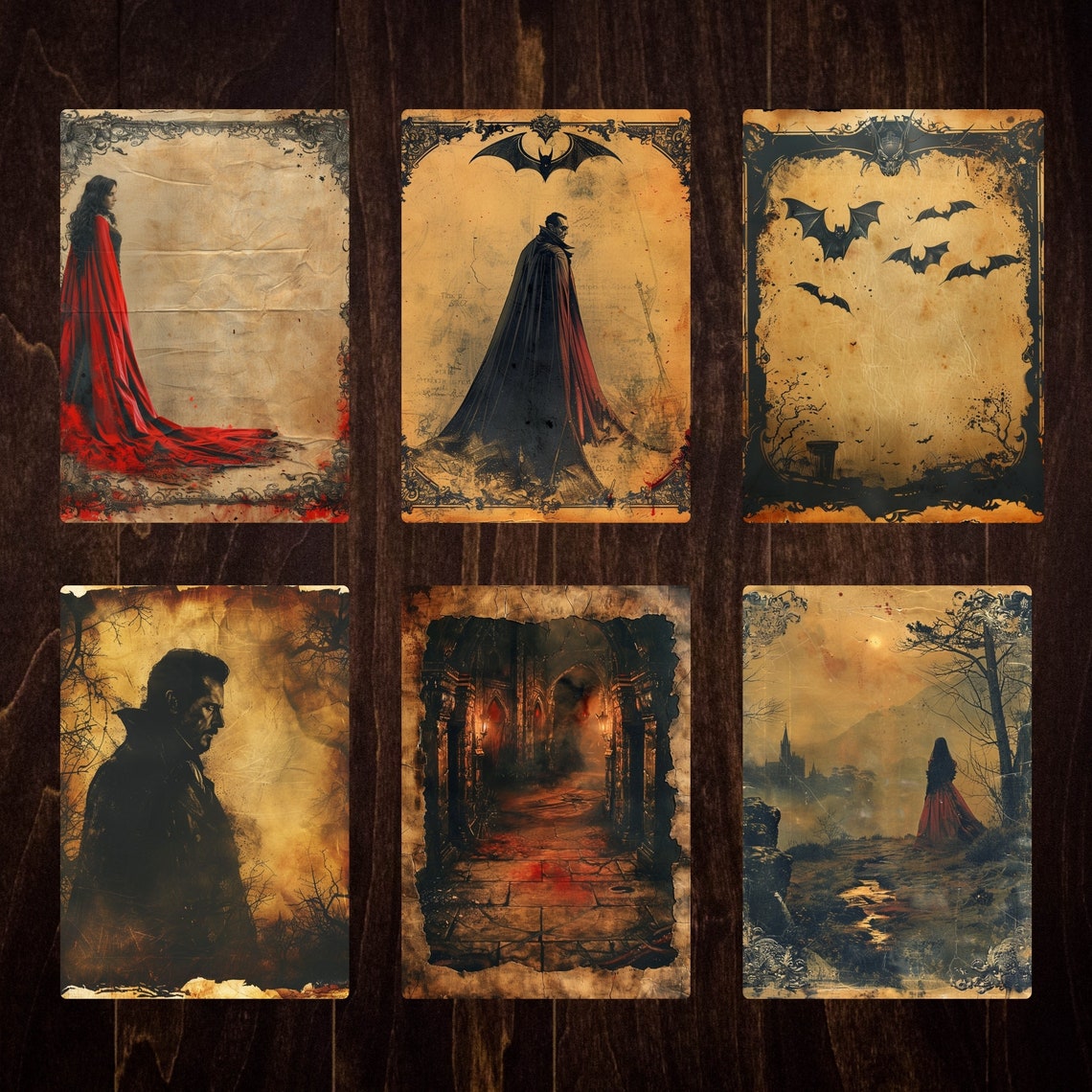 Dracula Journal Pages (20 PNG), Gothic Horror Scrapbooking Paper, Dark ...