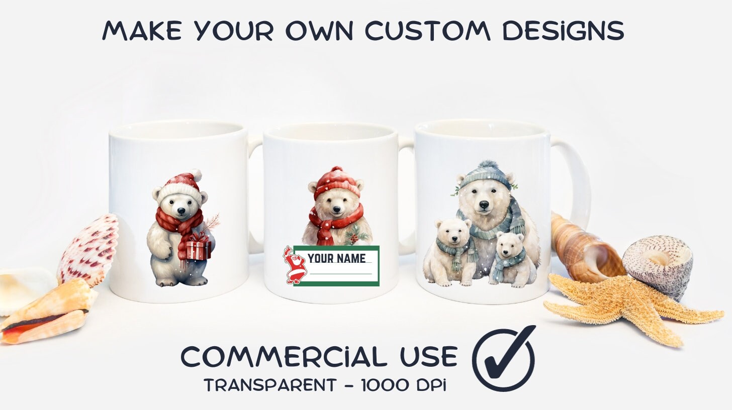 Christmas Wildlife Polar Bear Clipart 25 Pngs Watercolor - Etsy