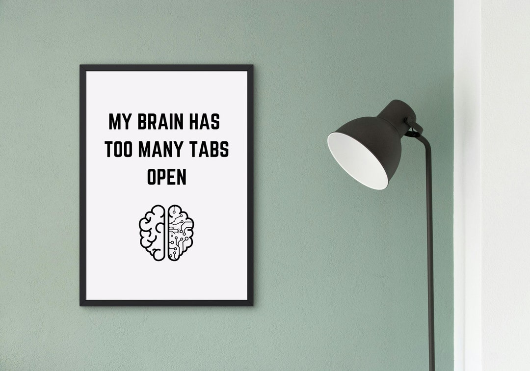 Funny Office Art, Humorous Poster, Witty and Playful Art Decor, Brain ...