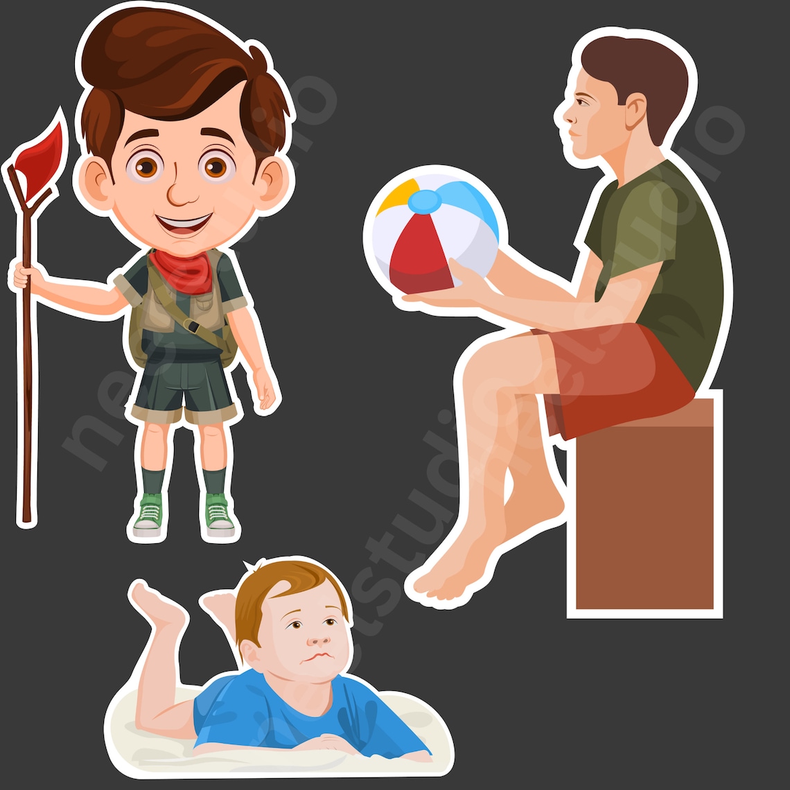 KIDS Clipart and Printables Stickers Png-svg-eps File 60 - Etsy