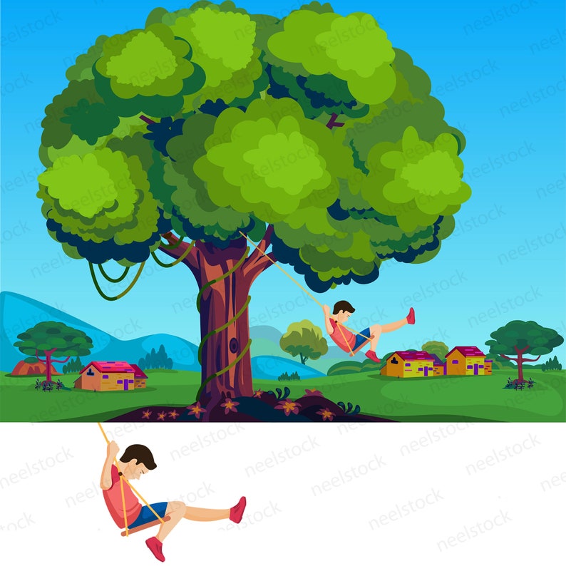 Kids Playing Under Tree, Activity for Kids, Printable, 1 Eps, 2 High ...