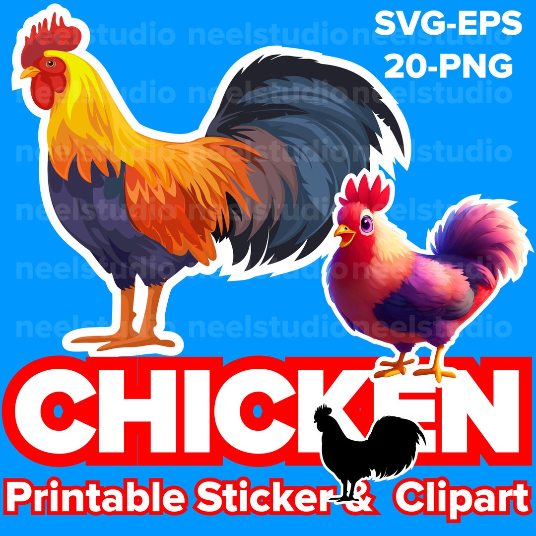 Chicken Clipart Printable Stickers 1-svg 1-eps - Etsy