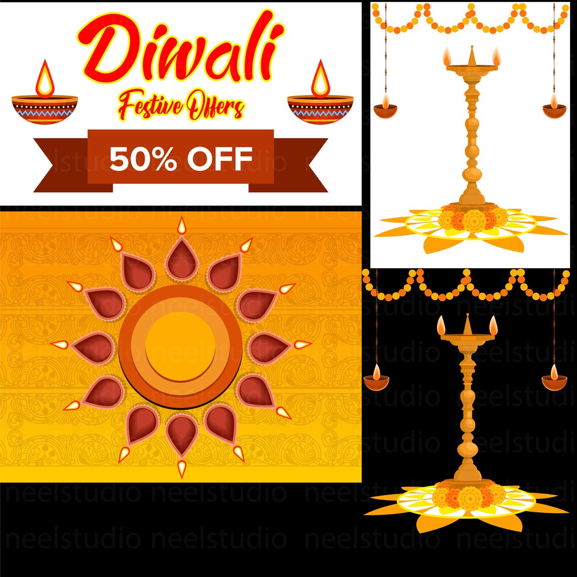 Buy Diwali Clipart, Deepavali Diya, Diwali Printable Stickers and ...