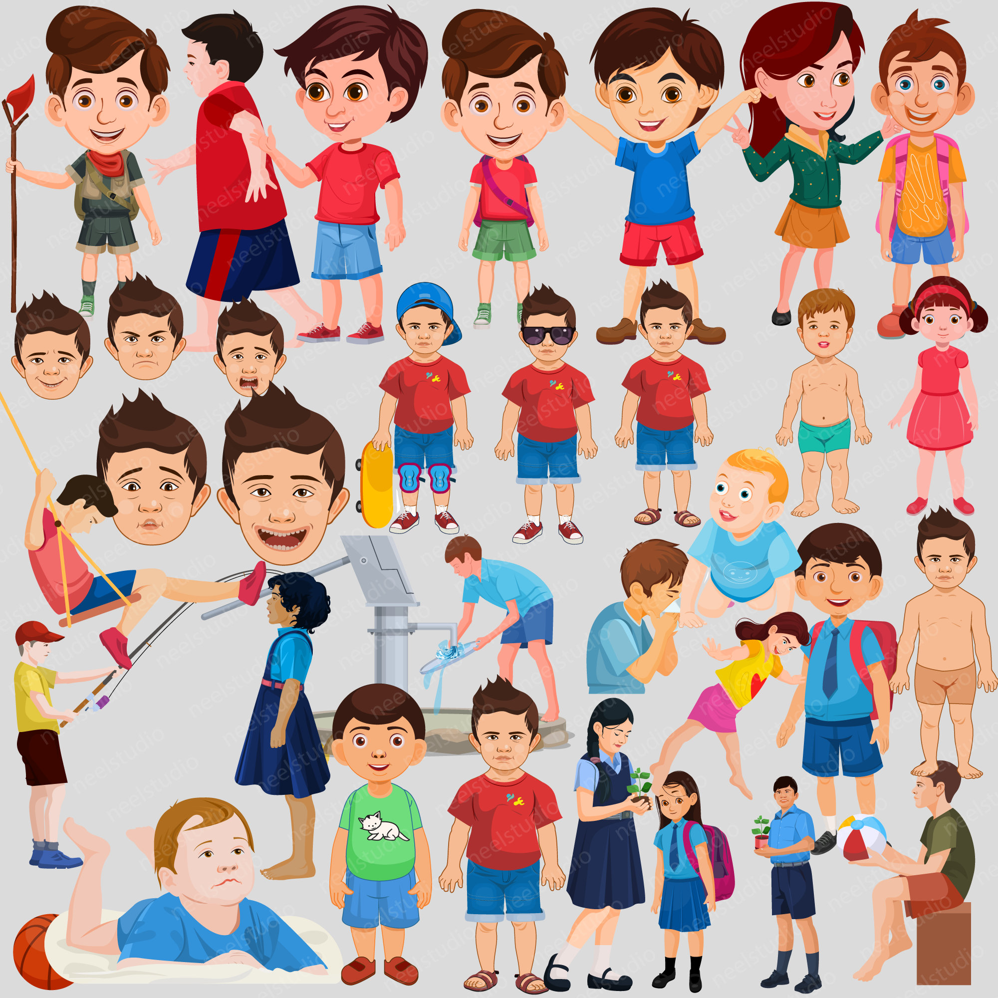 KIDS Clipart and Printables Stickers Png-svg-eps File 60 - Etsy