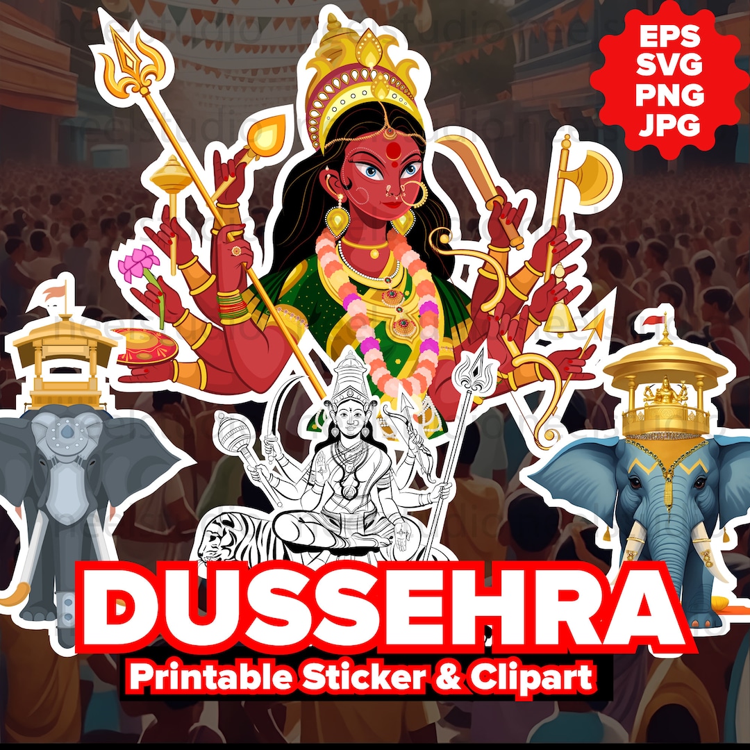 Dussehra Clipart Mysore Dasara Goddess Durga Lord Rama. - Etsy