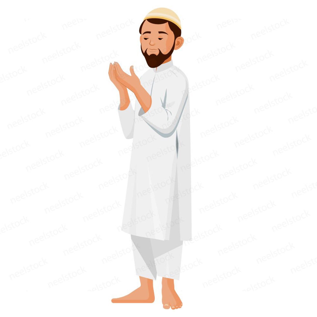 Muslim Man Praying Namaz Islamic Illustration, Printable, 1 Eps, 2 High ...