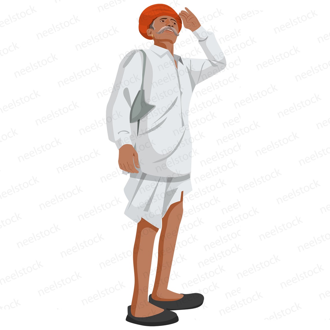 Worried Indian Farmer, Printable, 1 Eps, 2 High-quality Image PNG and ...