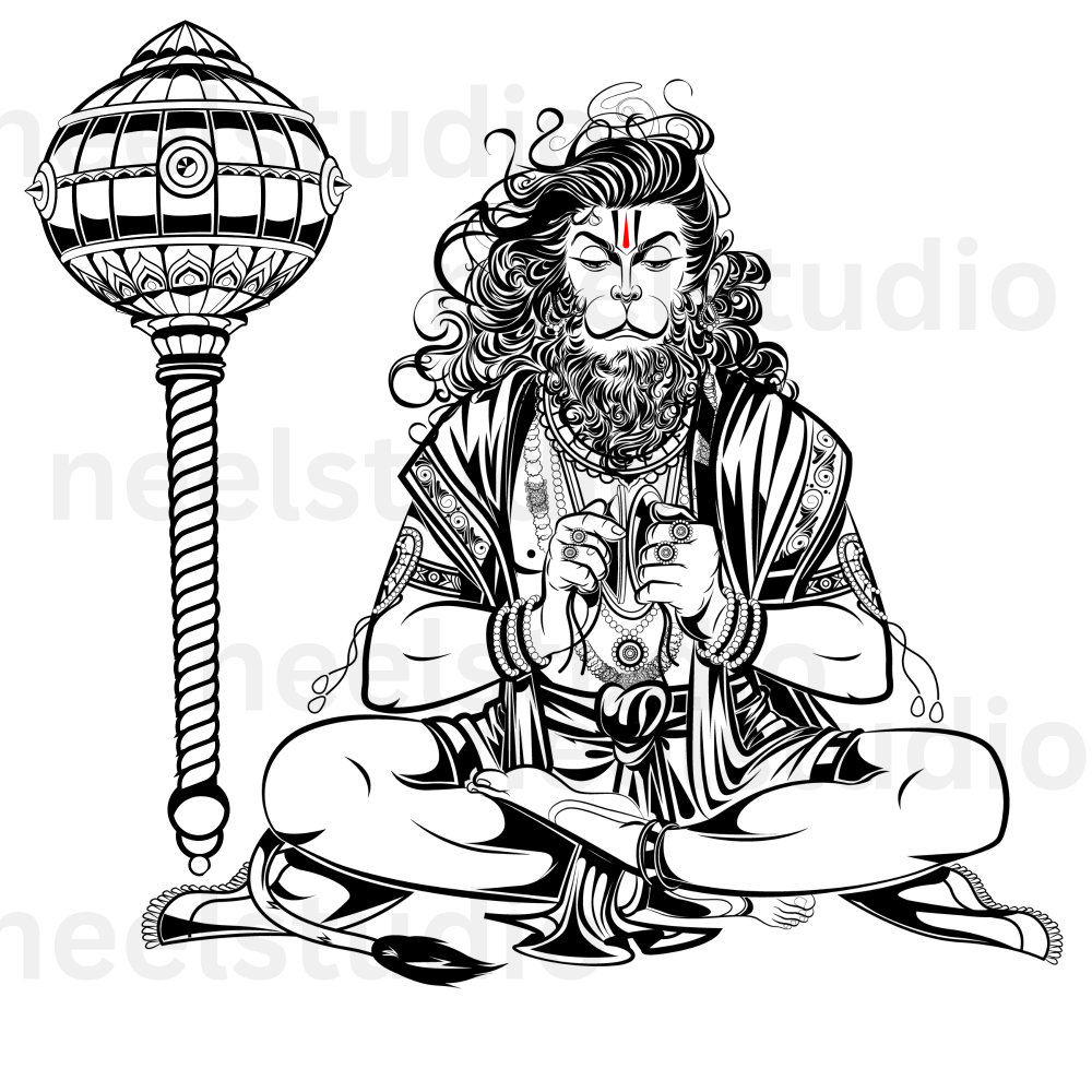 Lord Hanuman ,digital Art, Instant Download , Hanuman Painting, Lord ...