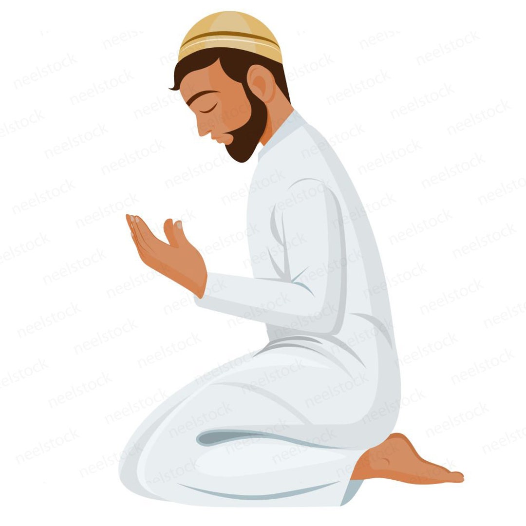 Man Praying Namaz Islamic Illustration, Printable, 1 Eps, 2 High ...