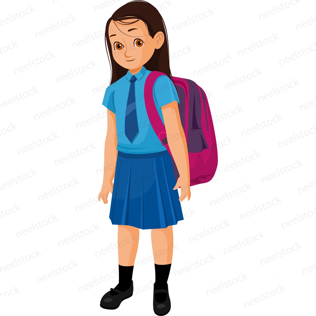 School Girl Back to School Clipart, Activity for Kids, Printable, 1 Eps ...