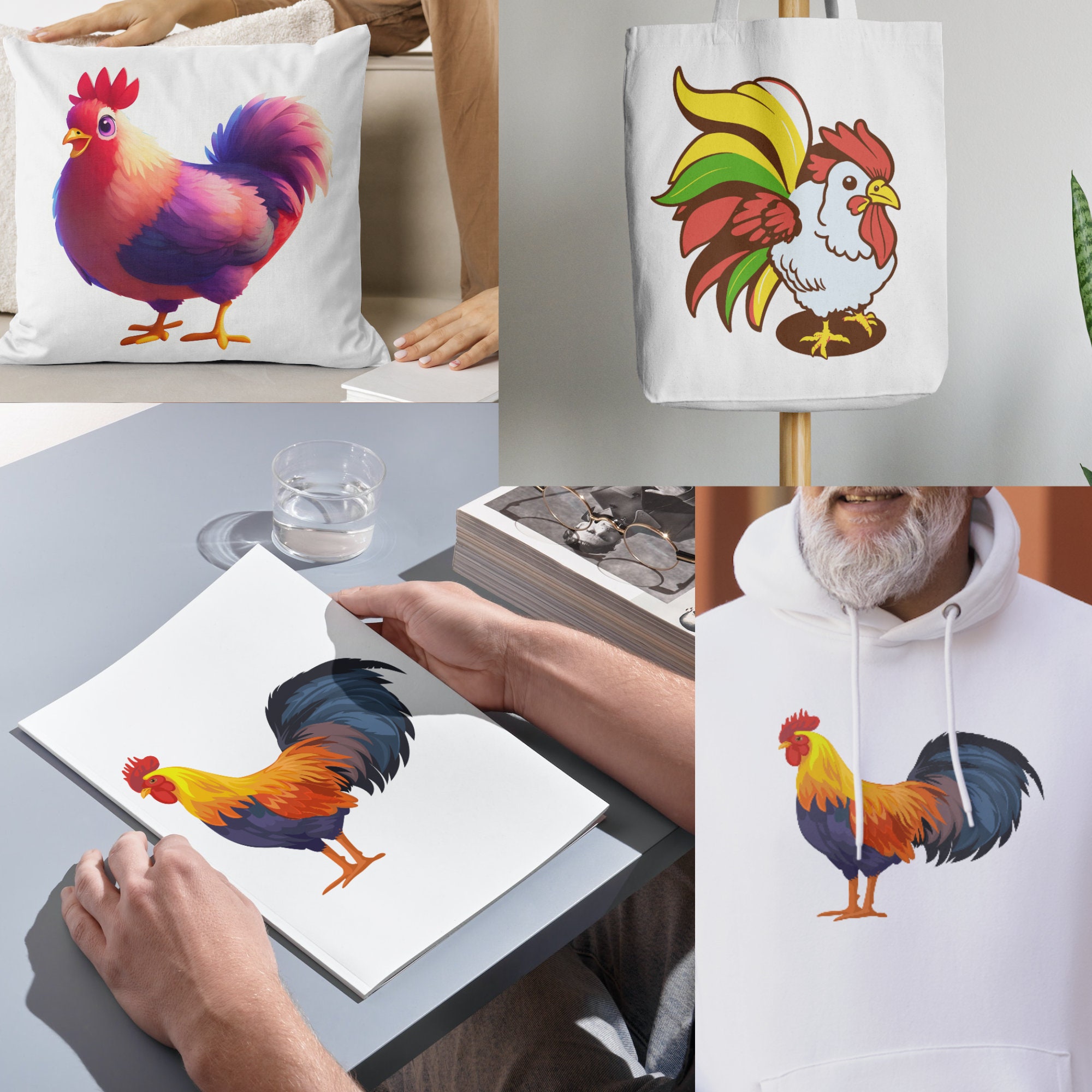 Chicken Clipart Printable Stickers 1-svg 1-eps - Etsy