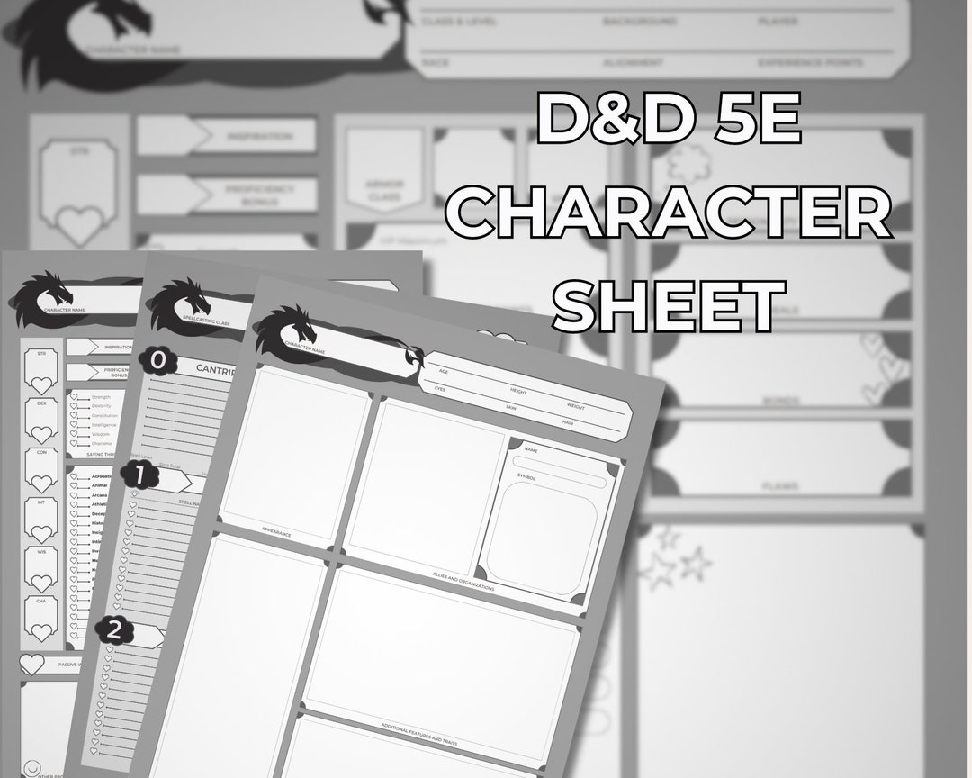 D&D 5E Grey Character Sheet PDF - Etsy