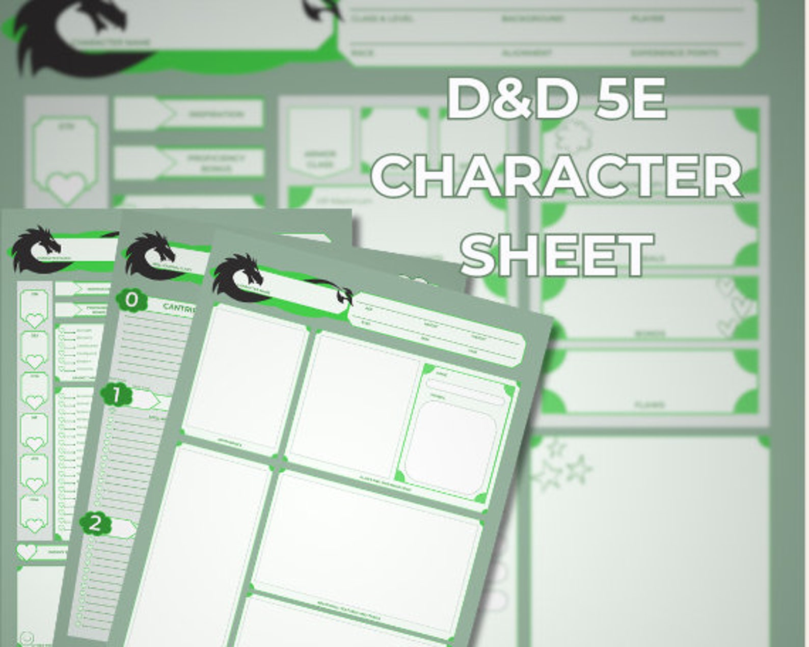 D&D 5E Green Character Sheet PDF - Etsy