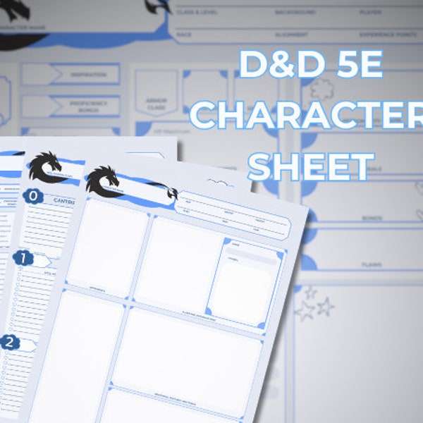 Blue Dnd Character Sheet - Etsy