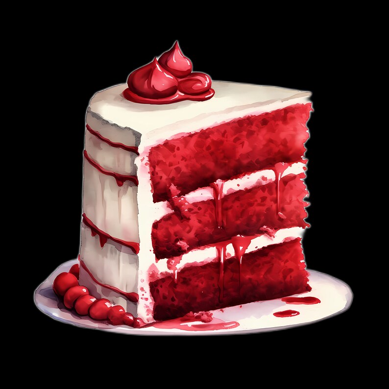 13 Red Velvet Cake Watercolor Prints PNG SVG Removed Background - Etsy UK
