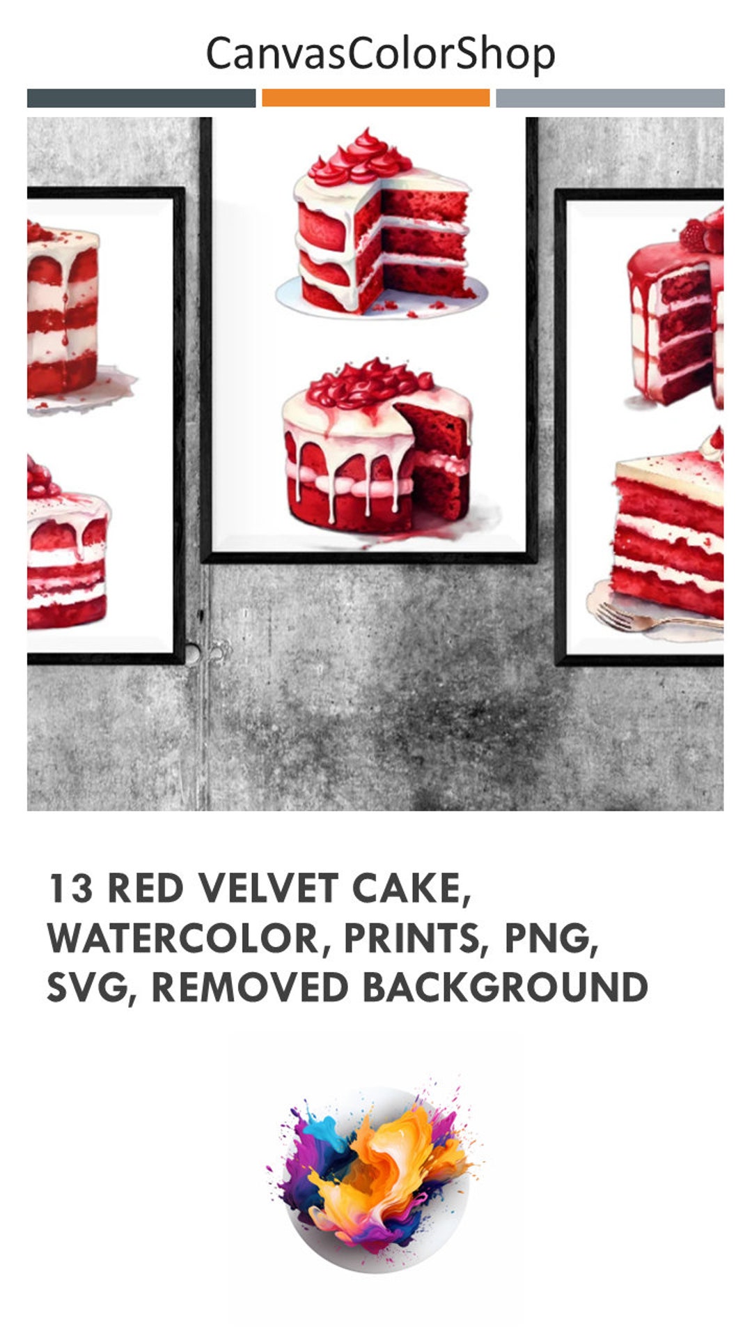 13 Red Velvet Cake Watercolor Prints PNG SVG Removed Background - Etsy UK
