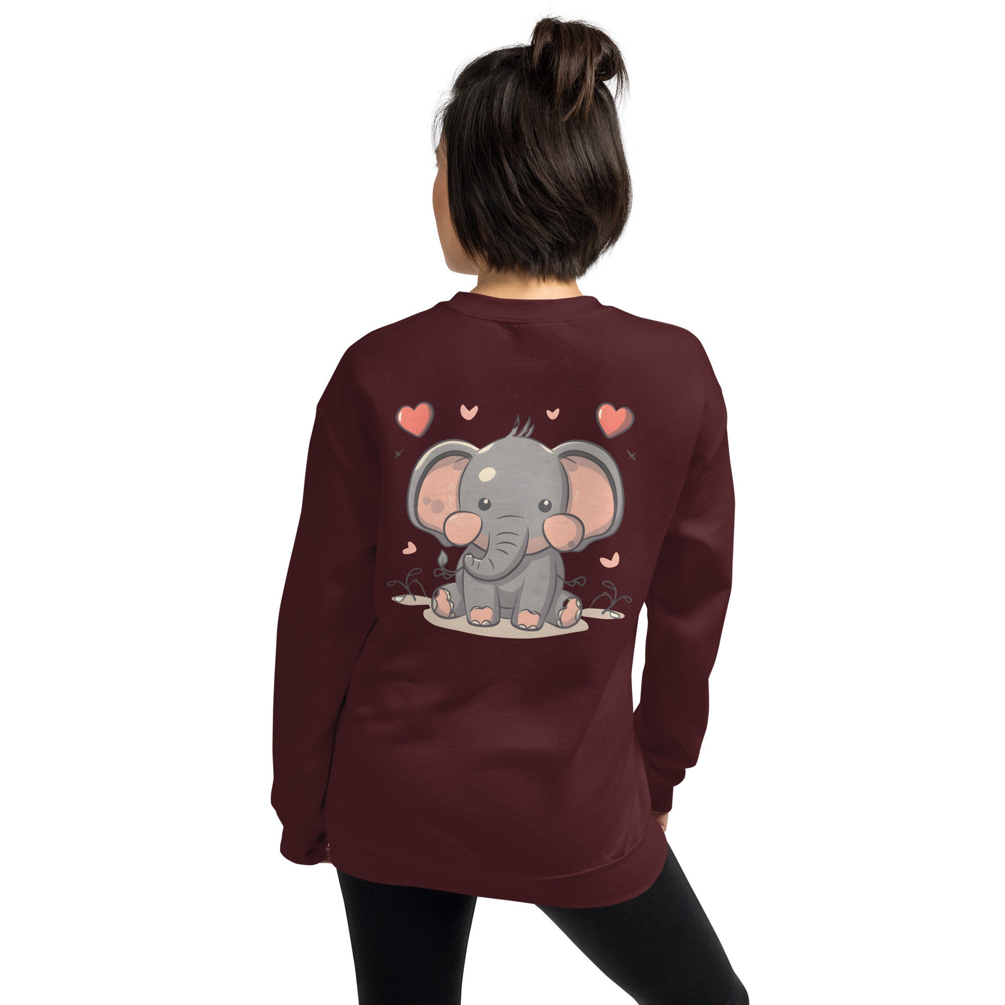 Charming Heart & Elephant Embroidered Sweatshirt: Cozy Love - Etsy