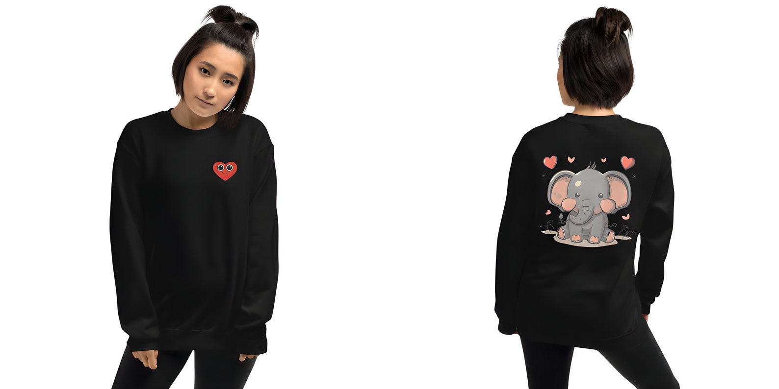 Charming Heart & Elephant Embroidered Sweatshirt: Cozy Love - Etsy