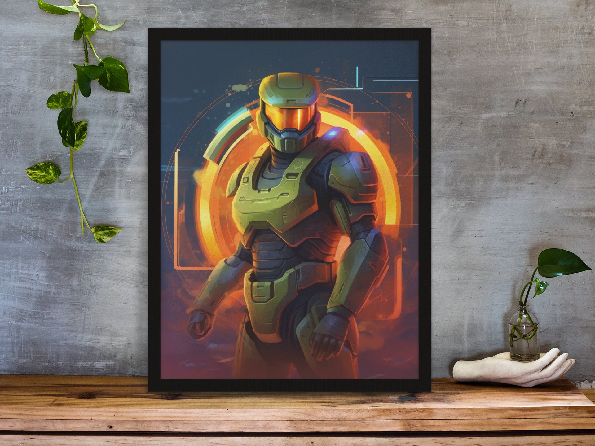 Master Chief Digital Poster Microsoft Xbox Halo Video Game Abstract ...