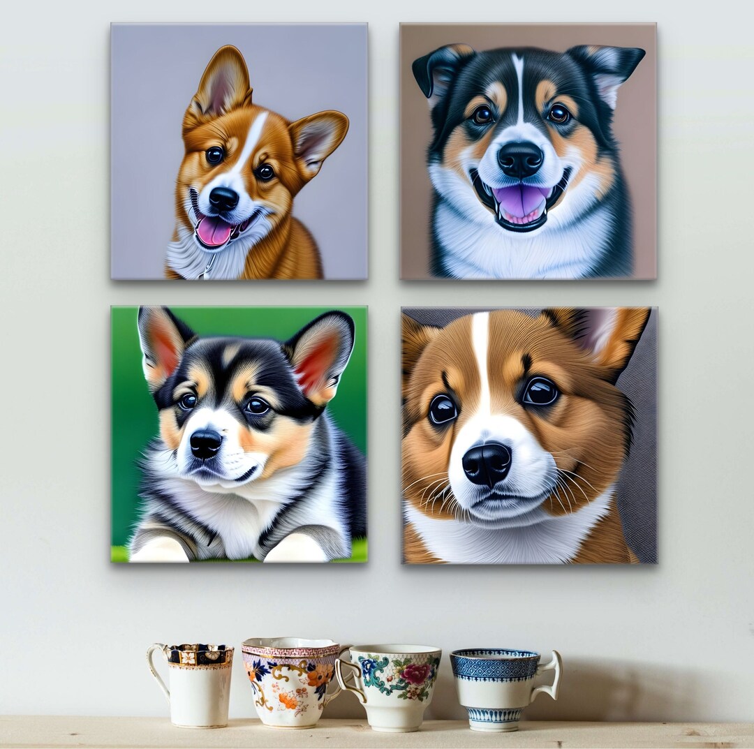 Corgi Art Print Set, Square Gallery Wall Decor (digital Download) - Etsy
