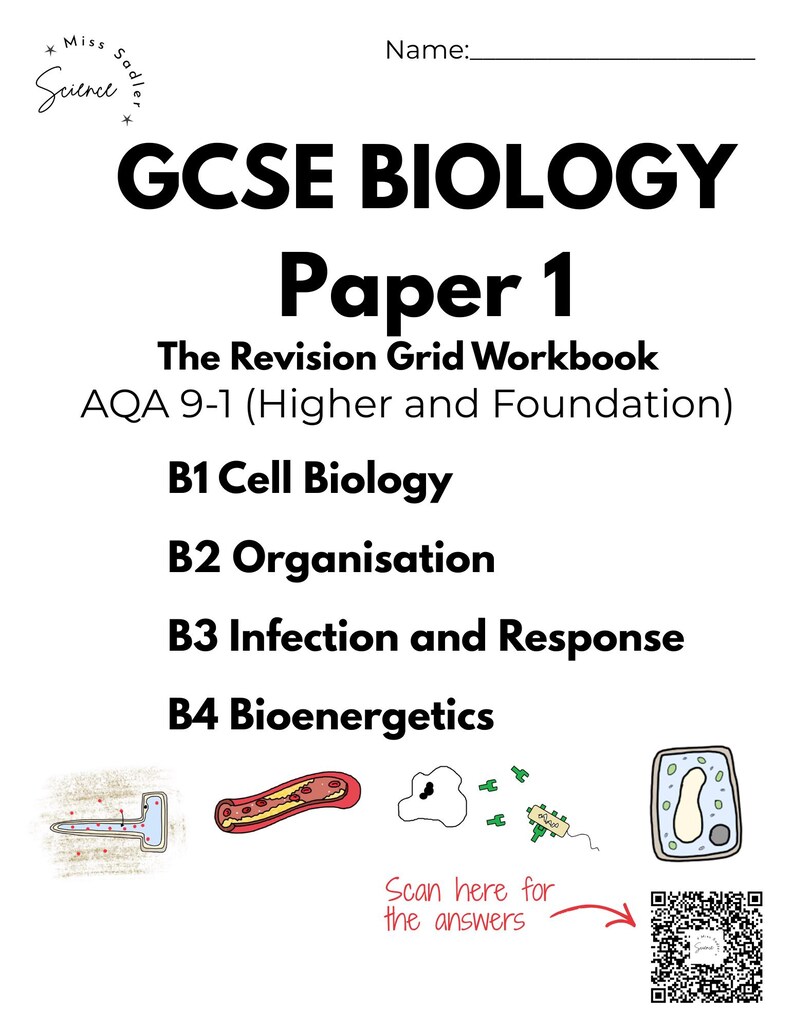 AQA GCSE Biology Paper 1 - Complete Revision Grid Workbook - Etsy
