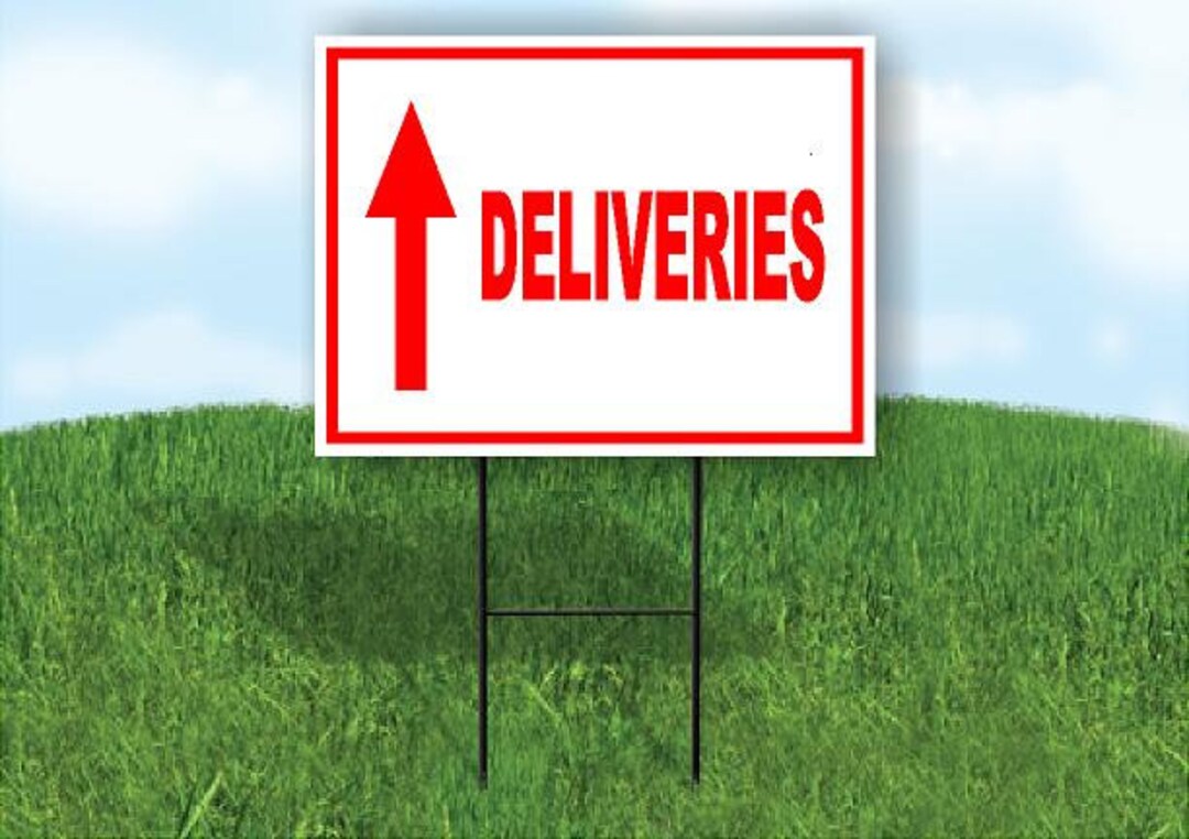 Deliveries Straight Arrow Red Yard Sign Road Sign With Stand - Etsy