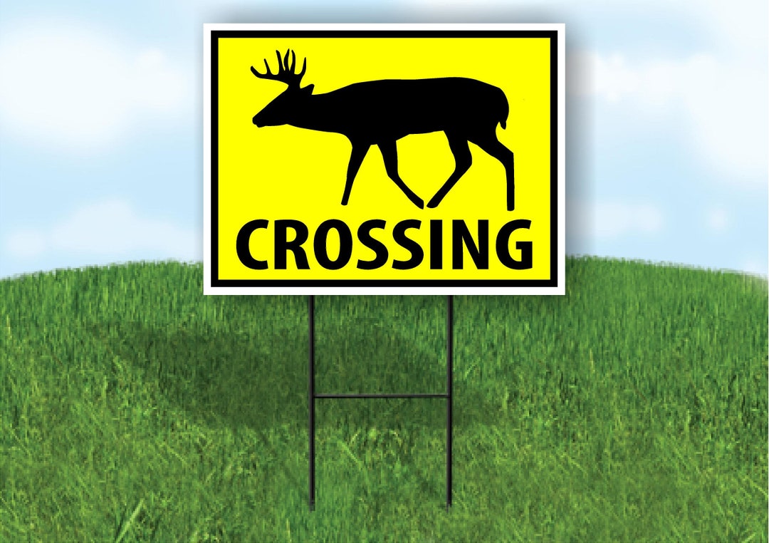Deer Buck Doe Crossing Xing Yellow Yard Sign Road Sign With Stand - Etsy