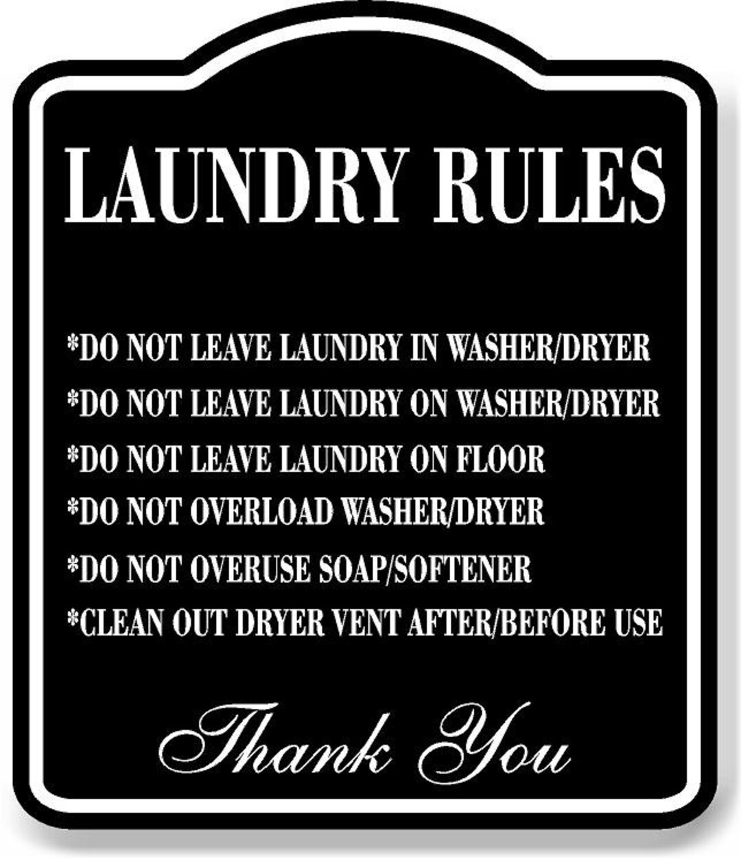 Laundry Rules BLACK Aluminum Composite Sign - Etsy