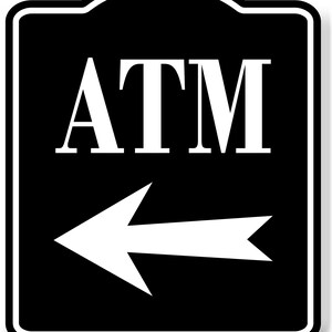 Atm Left Arrow BLACK Aluminum Composite Sign - Etsy