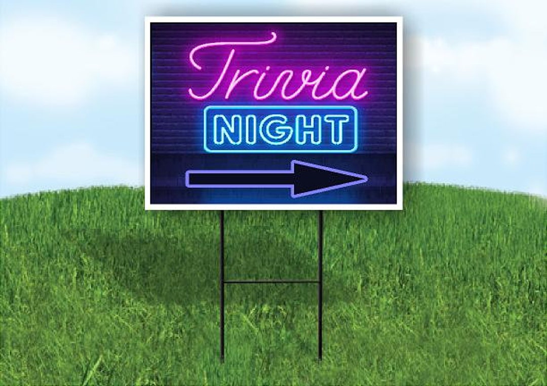 Trivia Night Right Arrow Black Single Sided Yard Sign Road Sign With ...