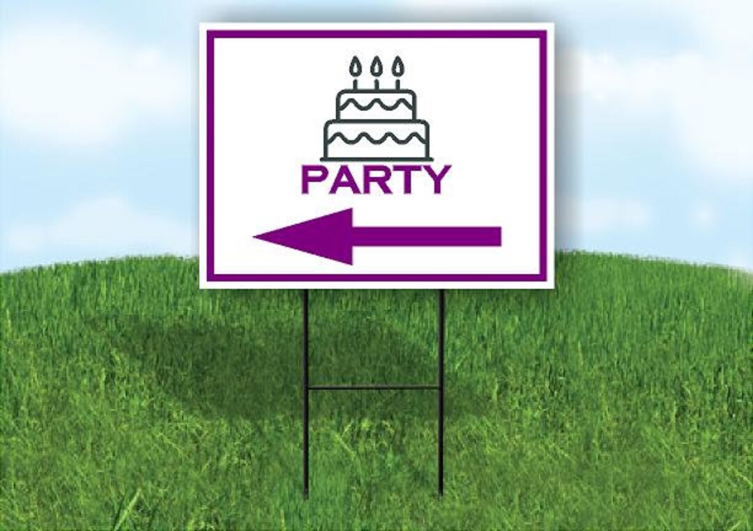 Party Cake Purple Arrow Left Yard Sign Road Sign With Stand - Etsy
