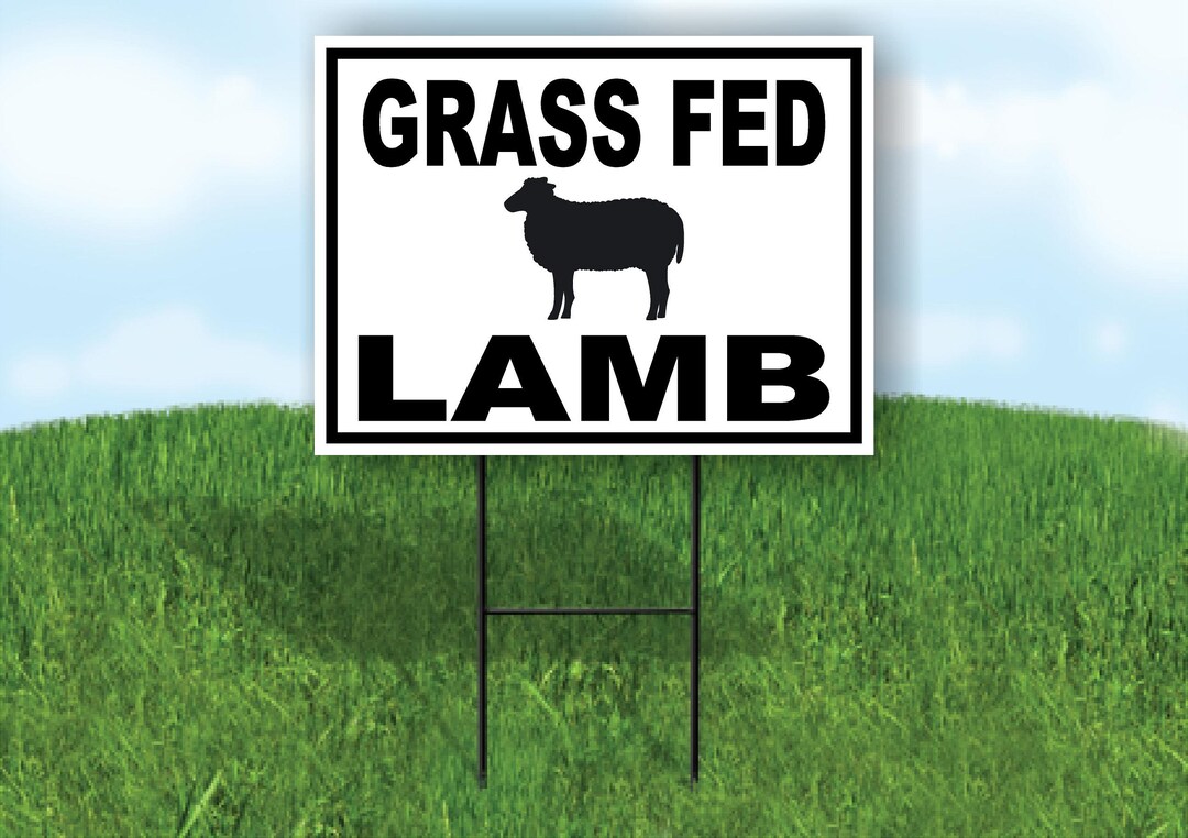 Grass Fed Lamb Black Border Yard Sign Road Sign With Stand - Etsy