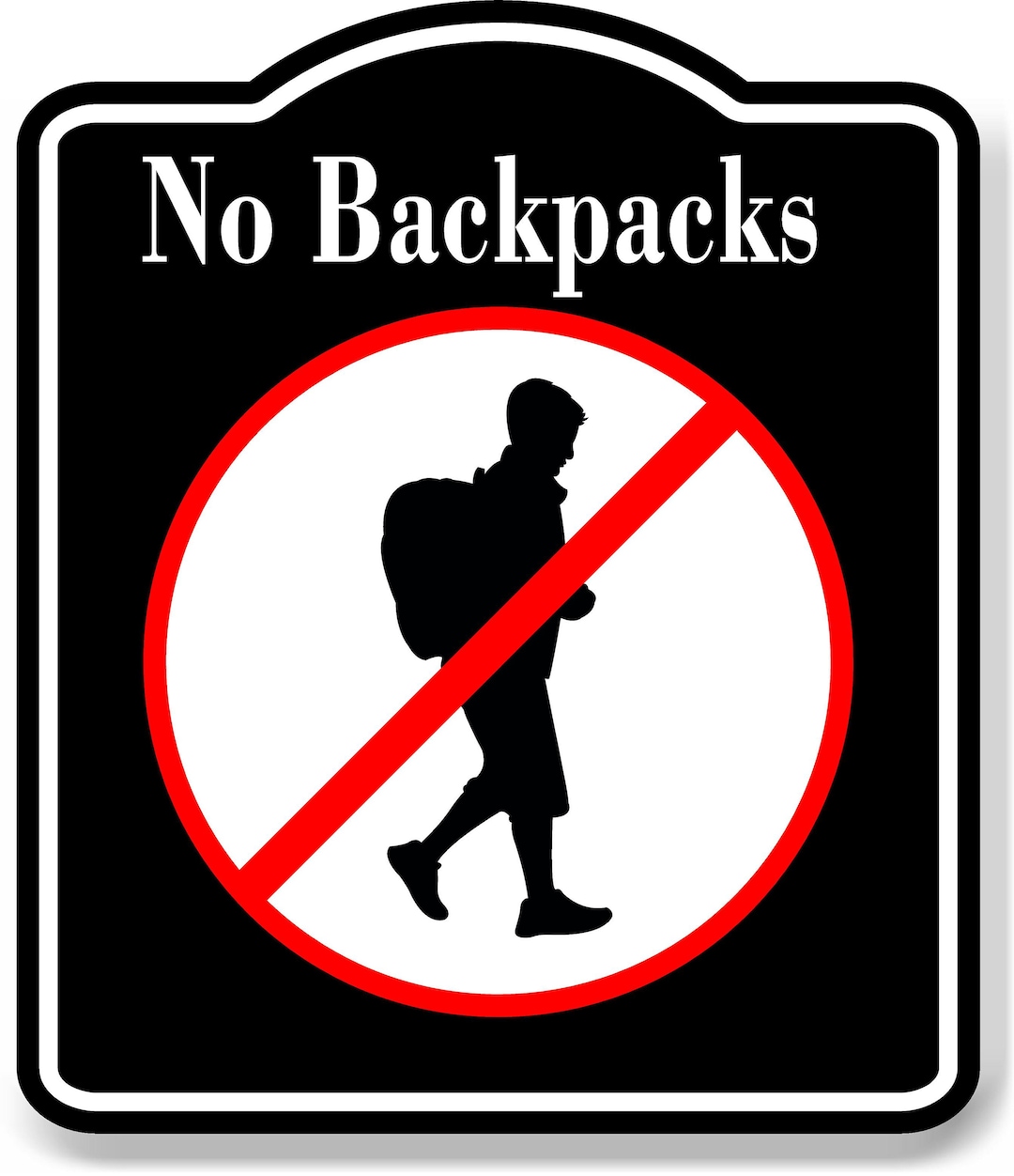 No Backpacks Bag BLACK Aluminum Composite Sign - Etsy
