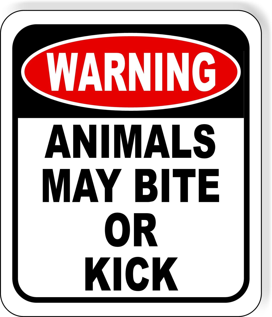 Warning Animals May Bite or Kick Aluminum Composite Outdoor Sign - Etsy