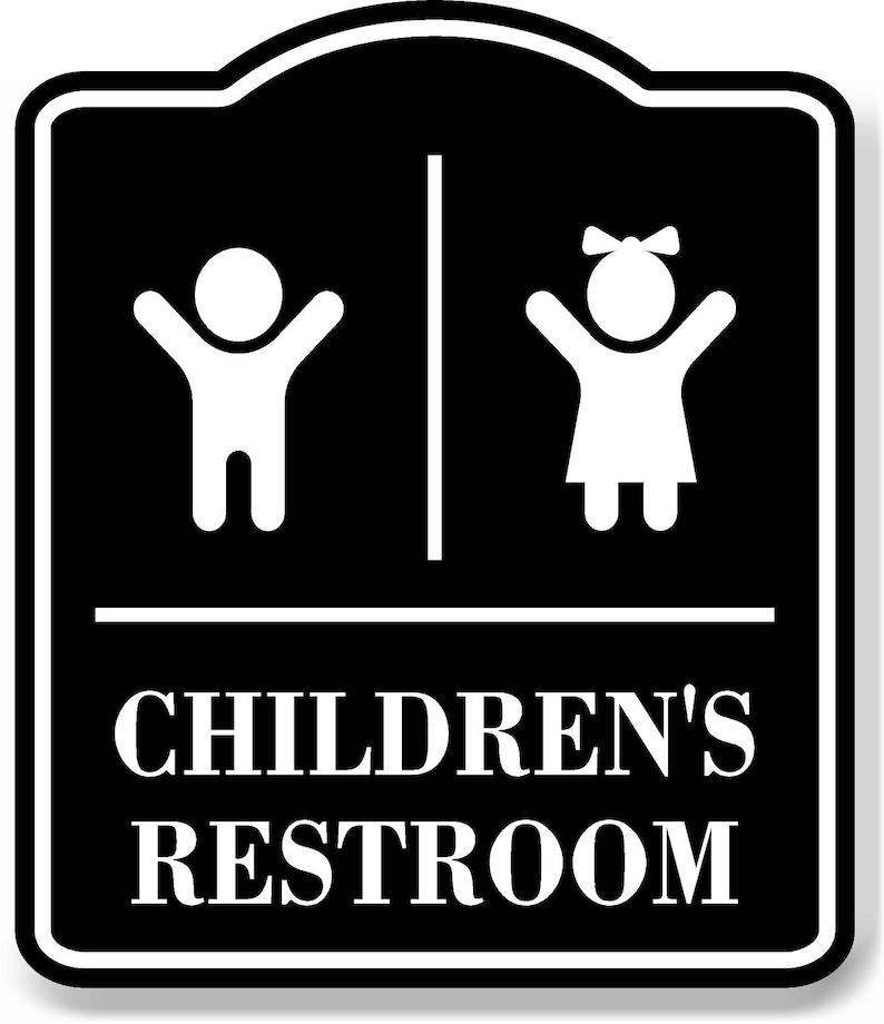 Childrens Restroom Bathroom Kids School BLACK Aluminum Composite Sign ...