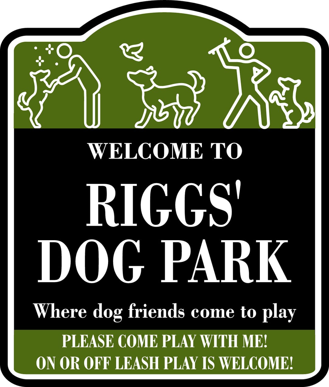 Riggs Dog Park BLACK Aluminum Composite Sign - Etsy