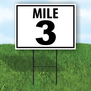 Mile 3 Distance Marker Running Race Black White Yard Sign Road Sign ...