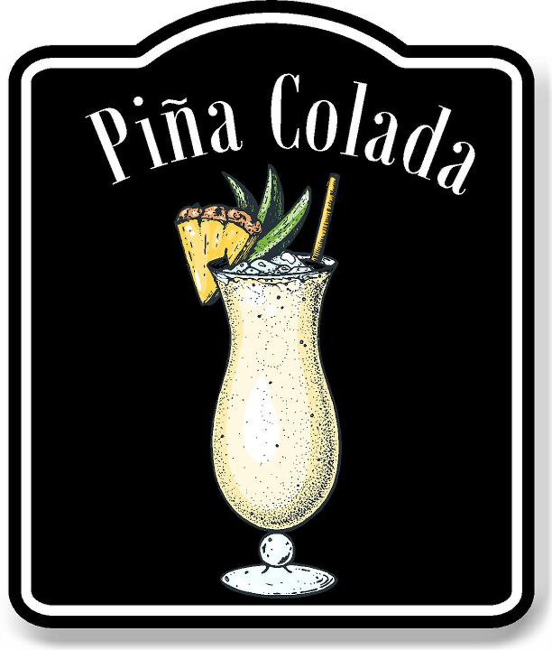 Pina Colada Cocktail Bar Sign BLACK Aluminum Composite Sign - Etsy