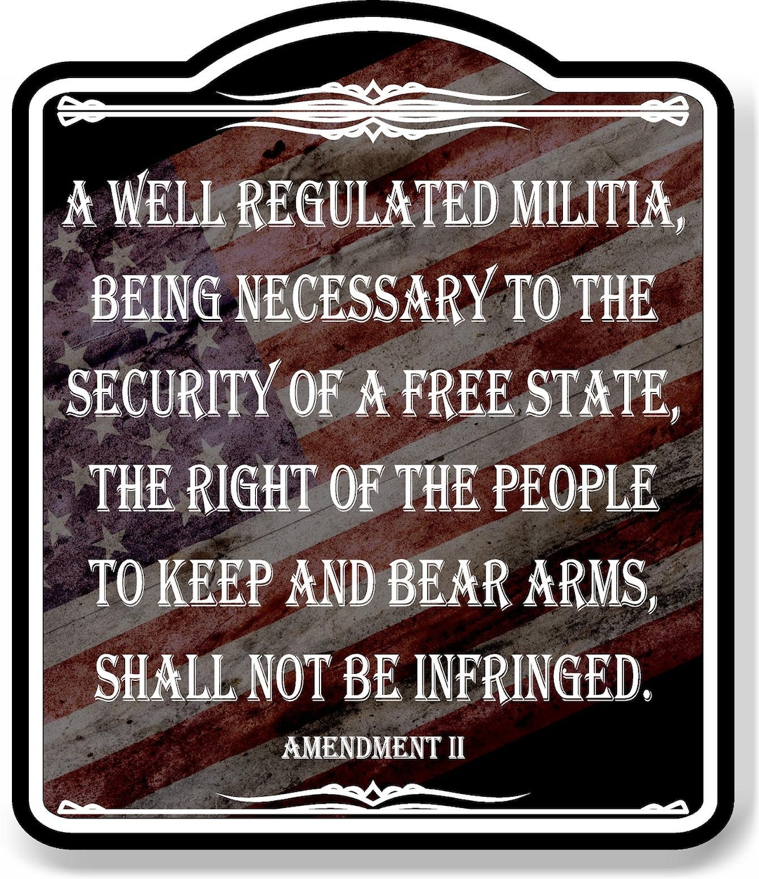 A Well Regulated Militia Second Amendment Flag BLACK Aluminum Composite ...