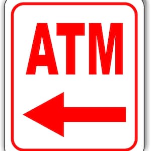 Atm Left Arrow Red Aluminum Composite Outdoor Sign - Etsy