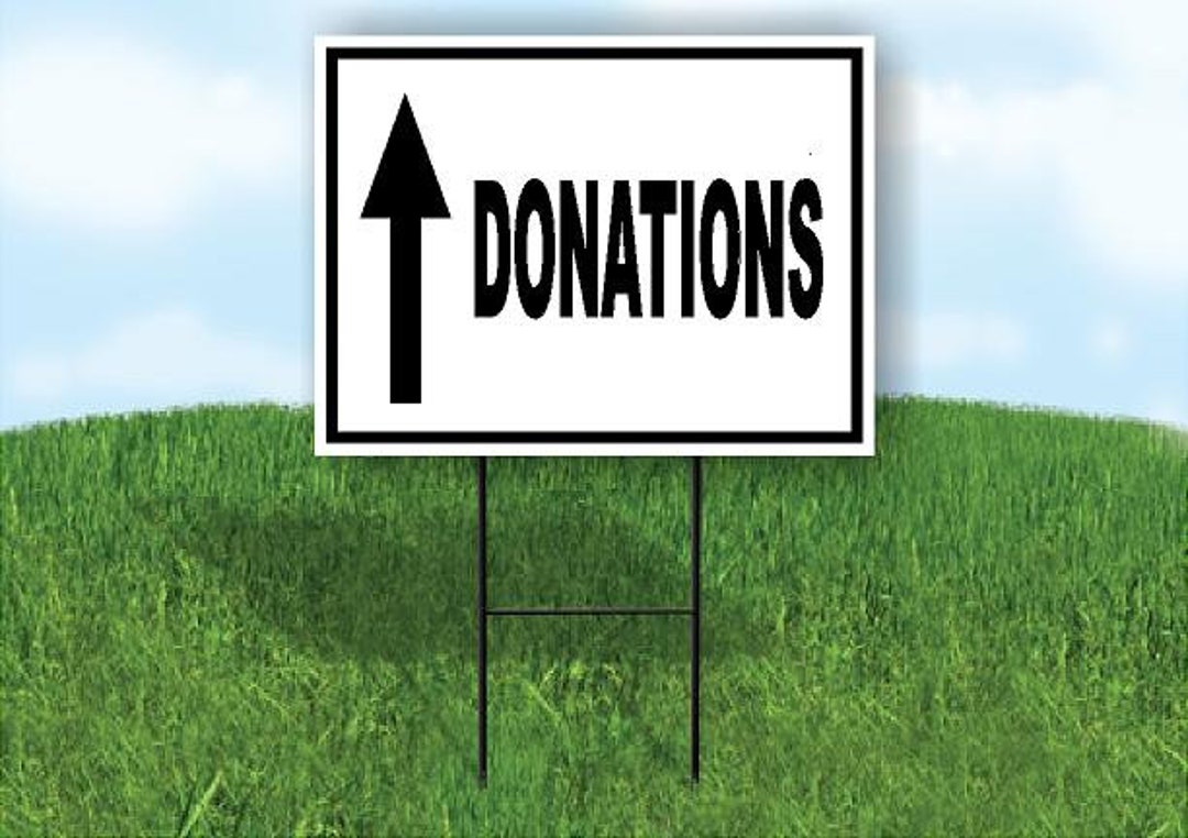 Donations Straight Arrow Black Yard Sign Road Sign With Stand - Etsy