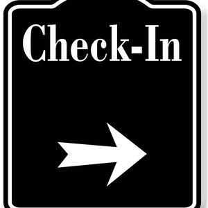 Check-in Right Arrow BLACK Aluminum Composite Sign - Etsy