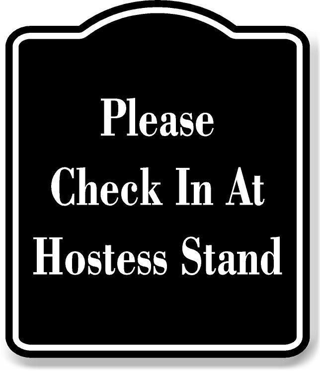 Please Check in at Hostess Stand BLACK Aluminum Composite Sign - Etsy