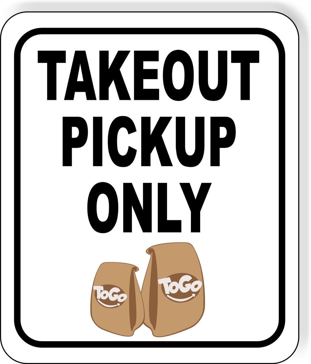 Togo Takeout Pickup Only Black Aluminum Composite Outdoor Sign - Etsy