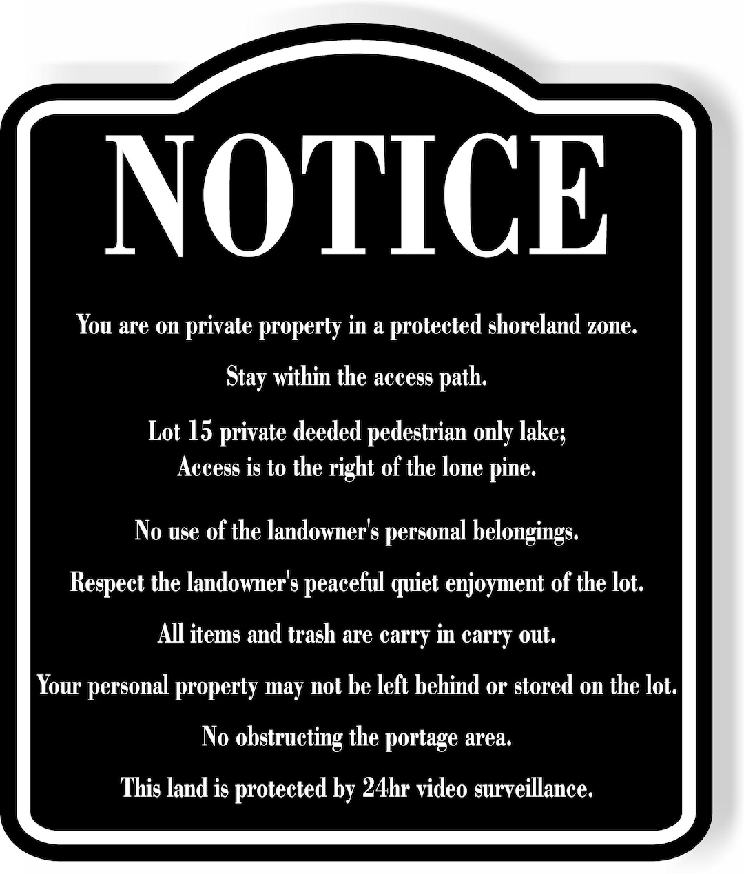 Notice Landowner Rules Revolution 1012014 BLACK Aluminum Composite Sign ...