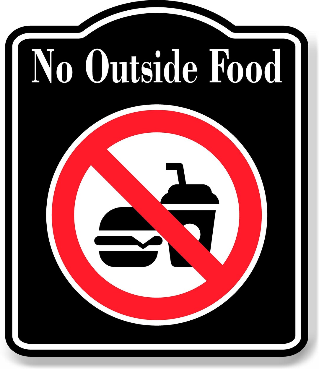 No Outside Food Symbol BLACK Aluminum Composite Sign - Etsy